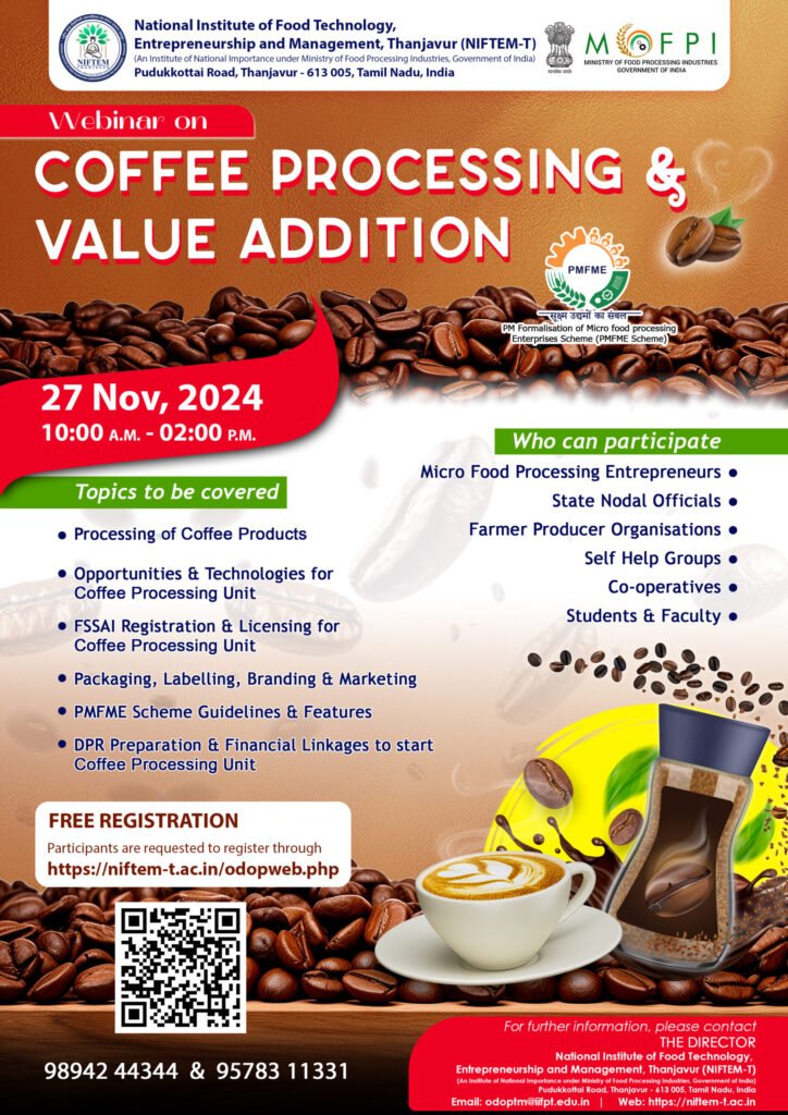 Webinar on Coffee Processing and Value Addition - (NIFTEM-T ...